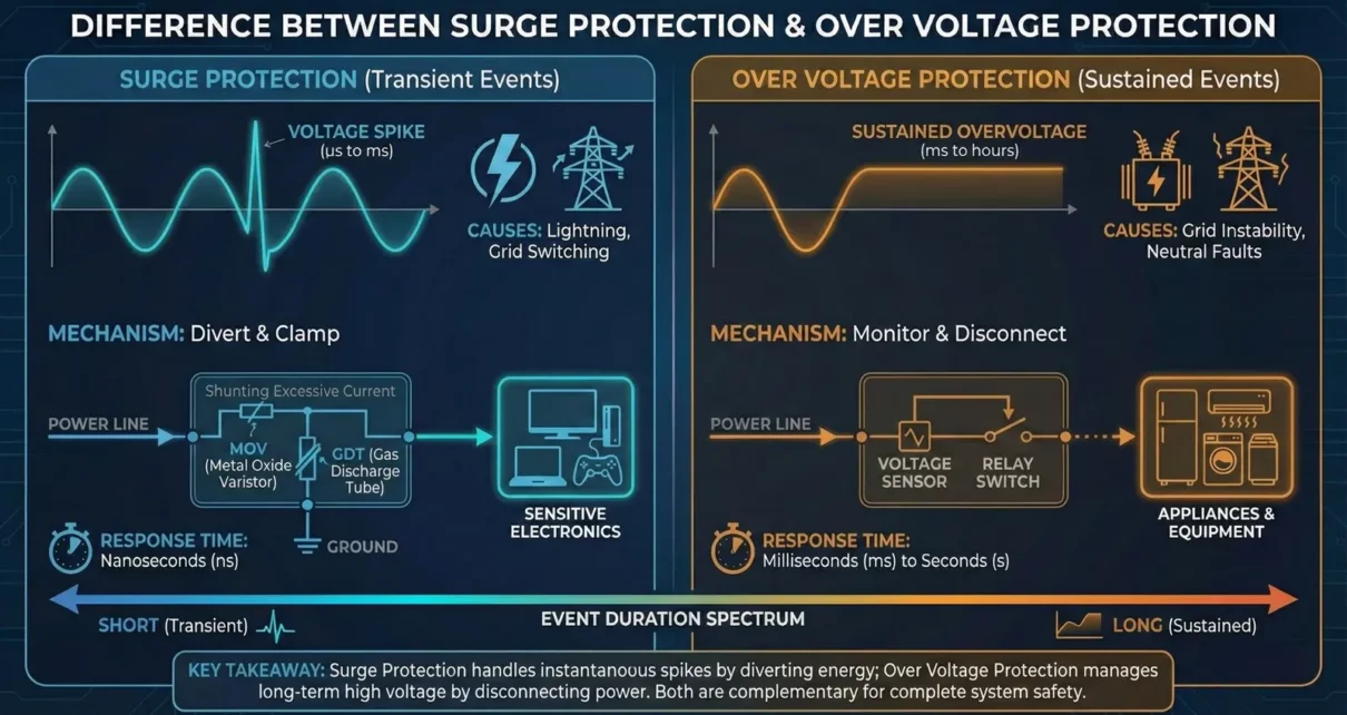 Difference Between Surge Protection and Over Voltage Protection